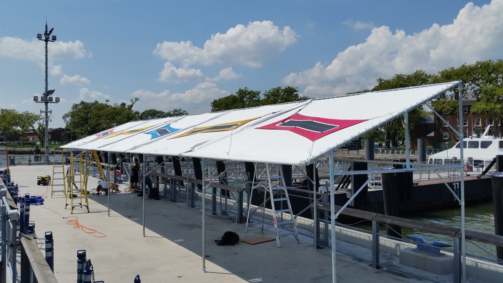 Solar Shade Canopy at Yankee Pier on Governor's Island - pvilion